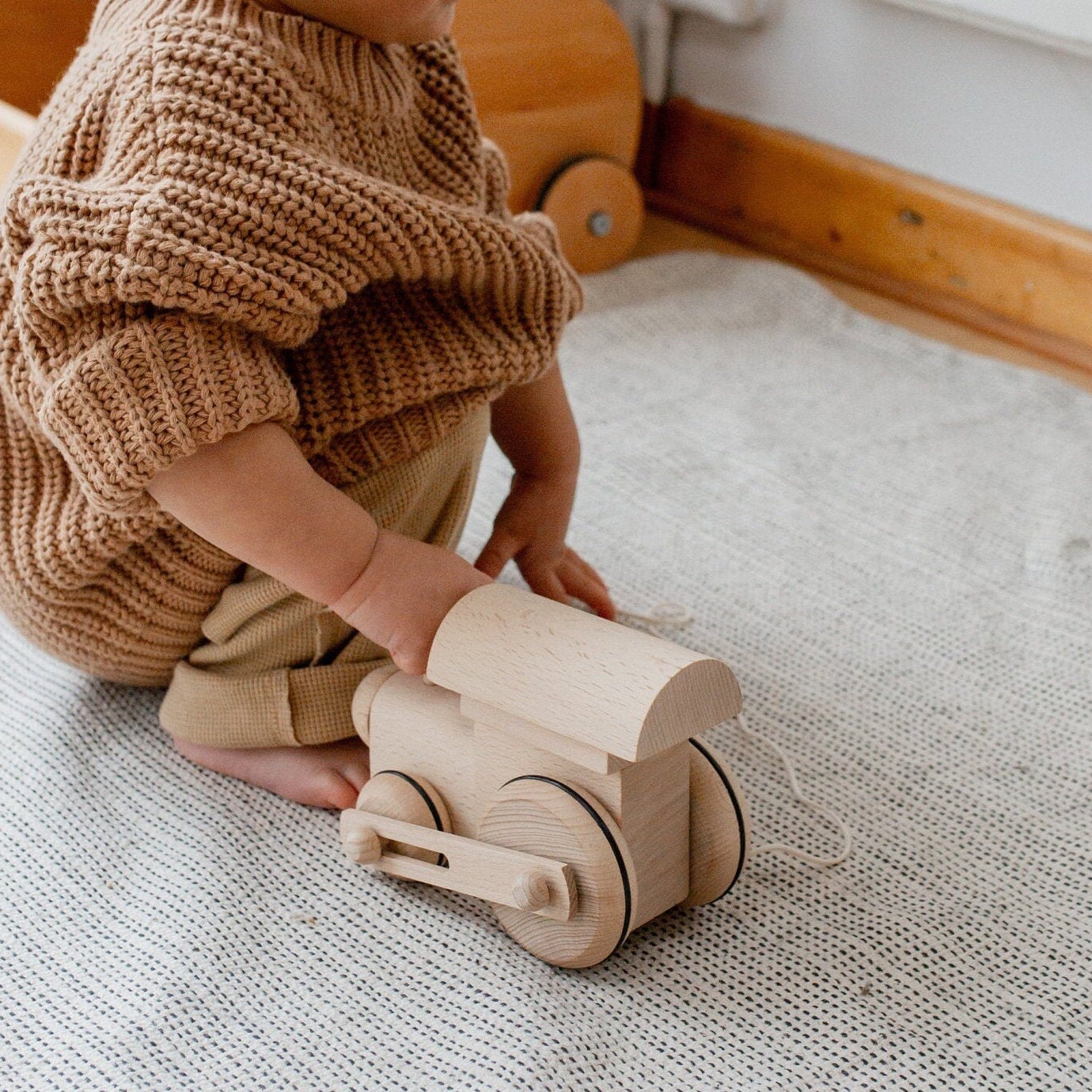 Wooden Pull Along Toy Train Wooden Toddler Toys - Etsy