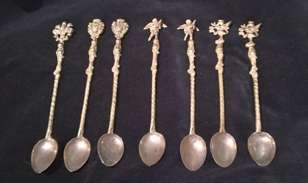Vintage Giovani Montagnani Italian Brass Spoons, Set of 7 - Etsy