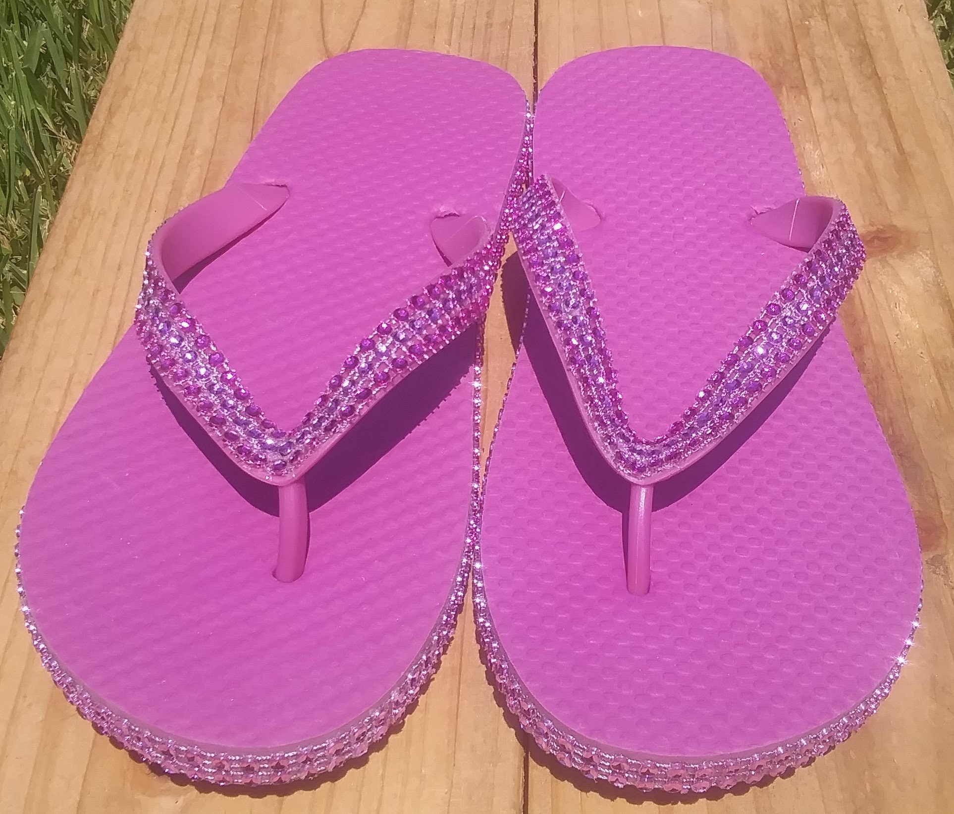Girls/womens Fuchsia Sparkle Flip Flops - Etsy