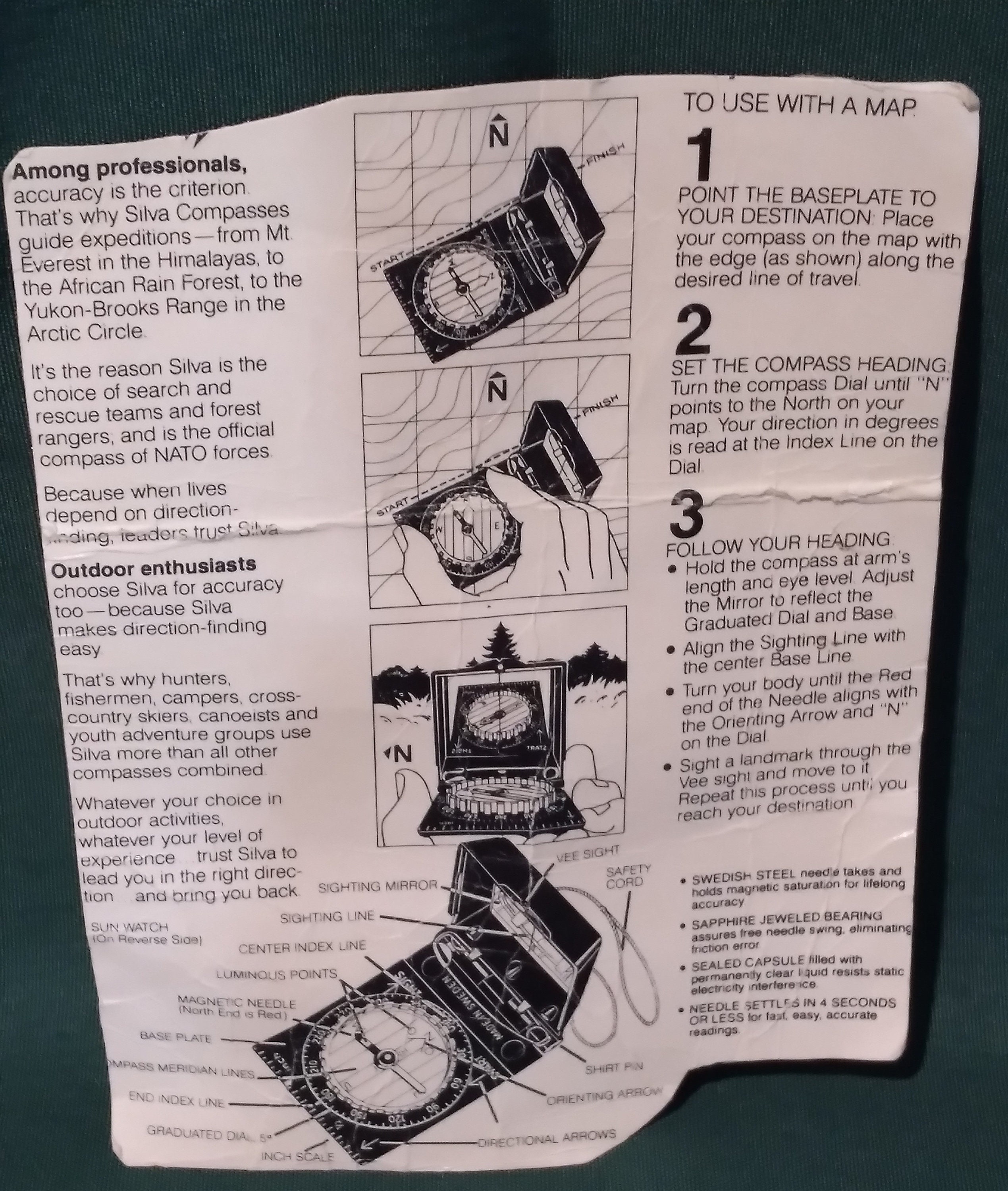 Silva Landmark Type 27 Folding Compass With Manual - Etsy