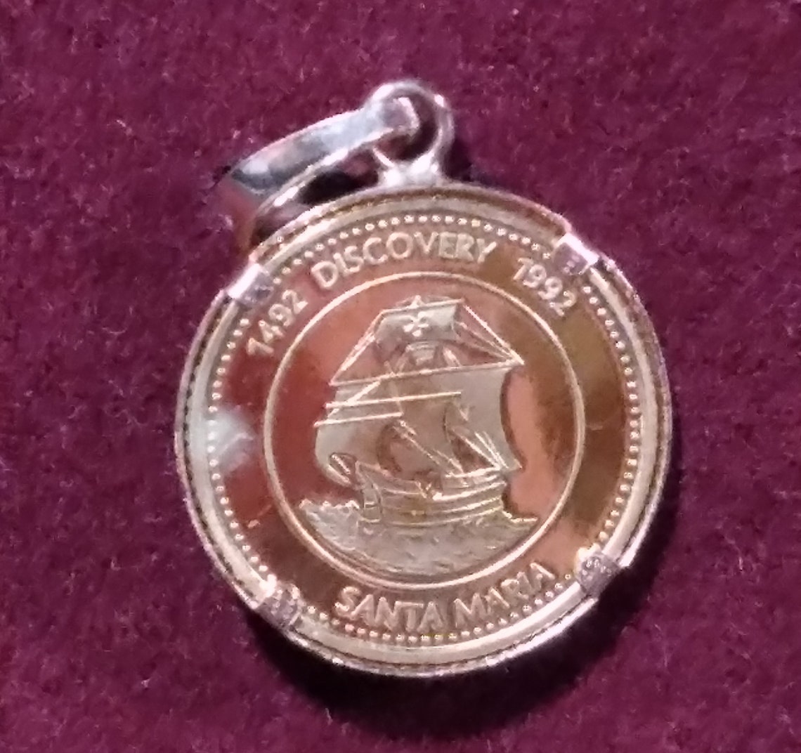 Gold Columbus - Santa Maria Discovery America 1492-1992 Coin Charm ...