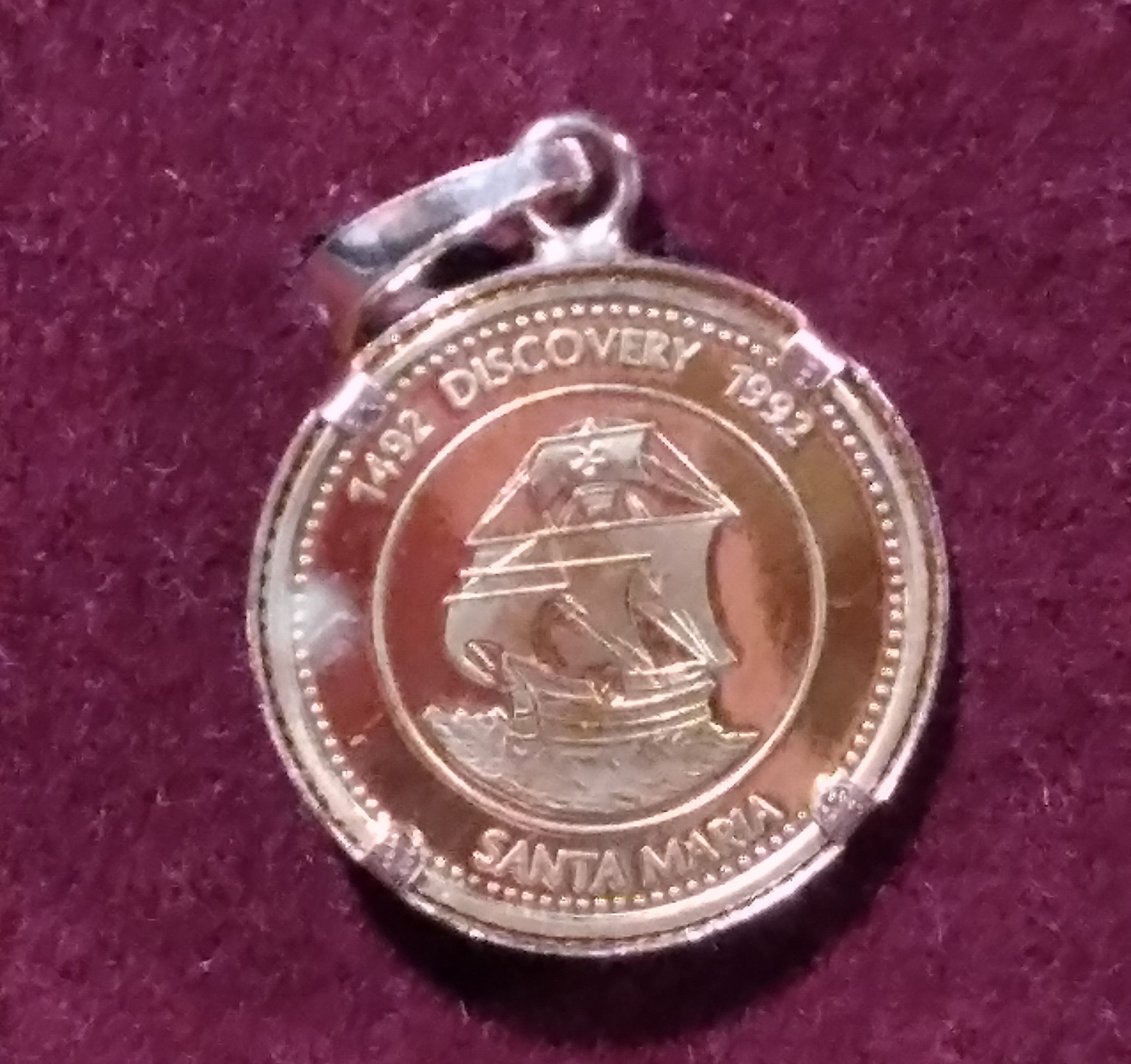 Gold Columbus - Santa Maria Discovery America 1492-1992 Coin Charm ...