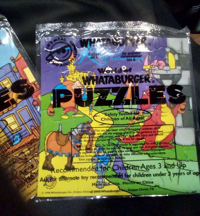 Vintage Whataburger Kids Meal Puzzle Set of Four From 1998 - Etsy