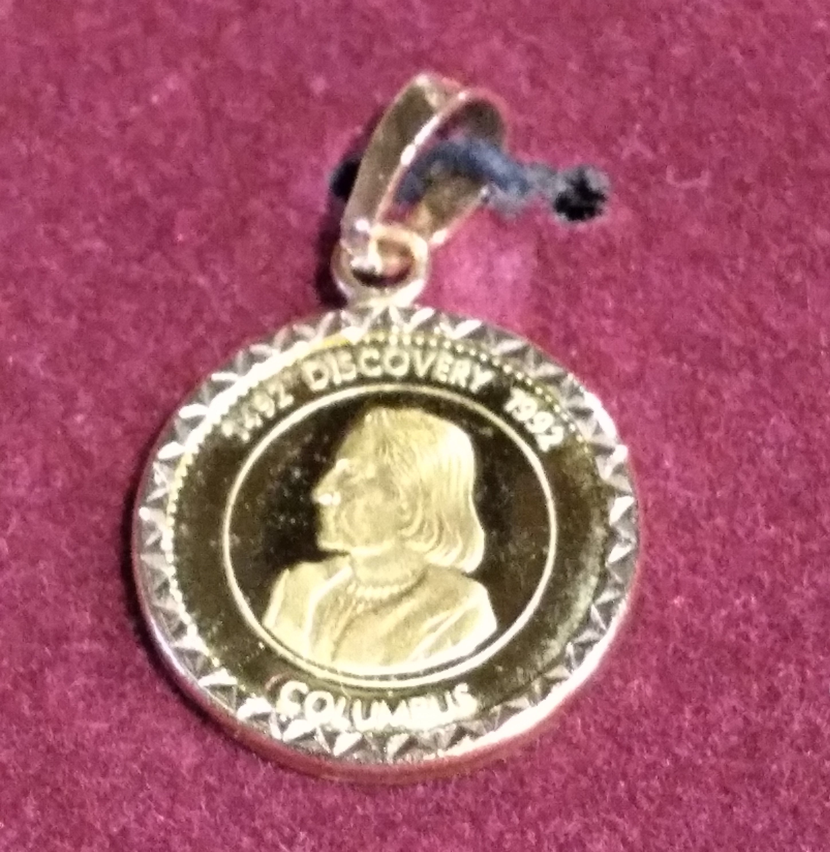 Gold Columbus - Santa Maria Discovery America 1492-1992 Coin Charm ...