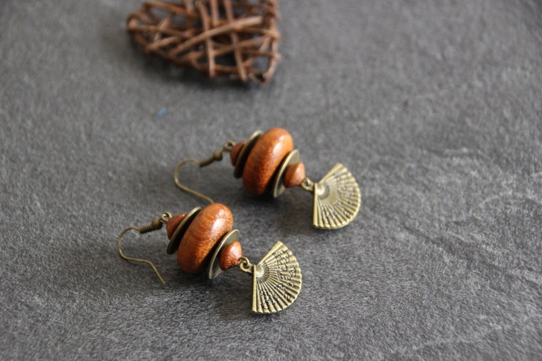 ANDREA *** Wooden Jewelry, Ethnic Earrings, Bohemian Earrings, Nature ...