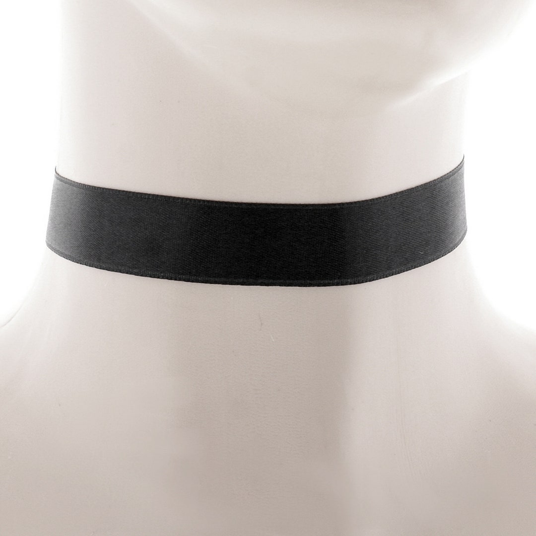 Black Satin Choker, Black Satin Thin Necklace, Ribbon Choker, Goth ...