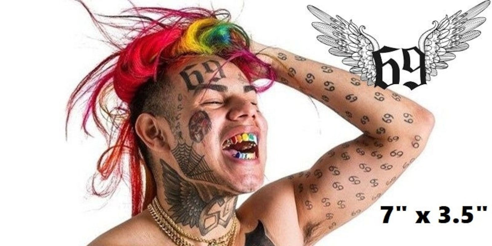 TEMPORARY TATTOO Post Malone Face Tattoos /tekashi69 Set / | Etsy