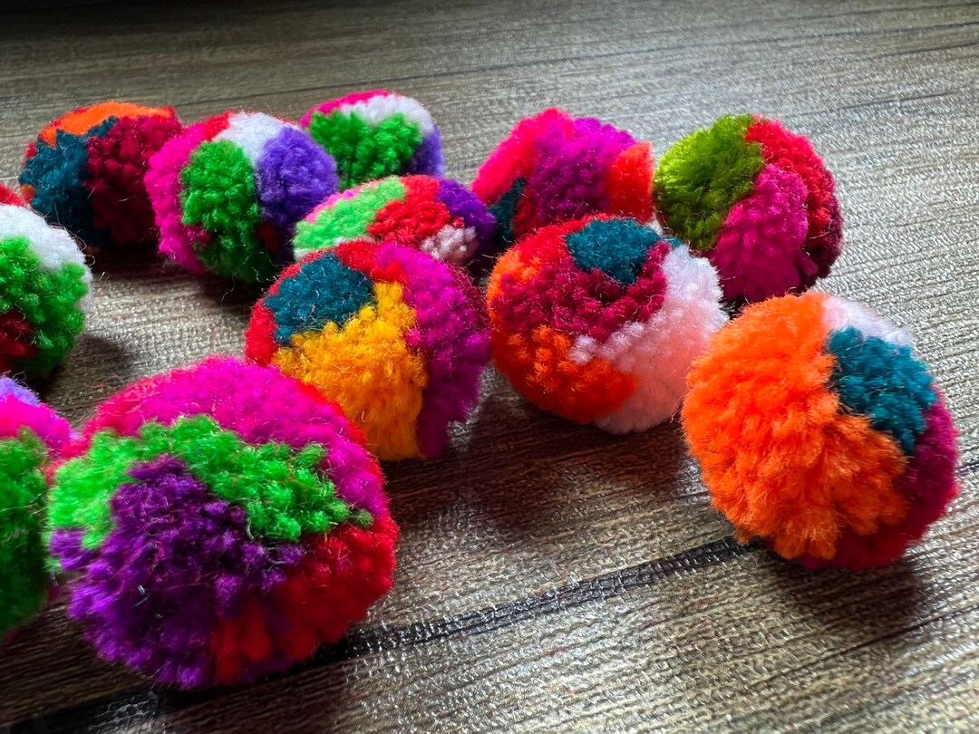 100 Pcs.yarn Pom Pom, Pompom Mixed Colors, Pompom Handmade Cotton ...