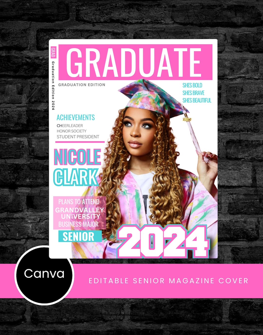 Graduation Magazine Cover, Magazine Cover Prom, Homecoming, Digital ...