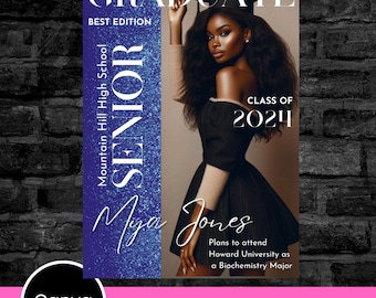 Graduation Magazine Cover, Magazine Cover Prom, Homecoming, Digital ...