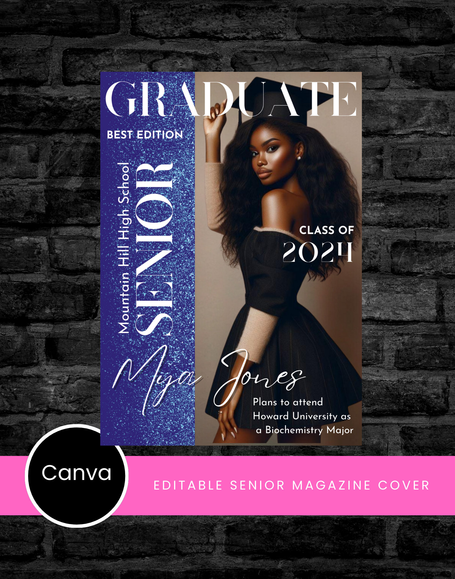 Graduation Magazine Cover, Magazine Cover Prom, Homecoming, Digital ...