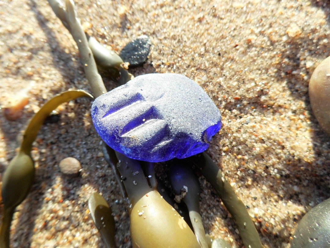 Big Cobalt Blue Sea Glass Chunk A Very Rare Large Wave-worn - Etsy