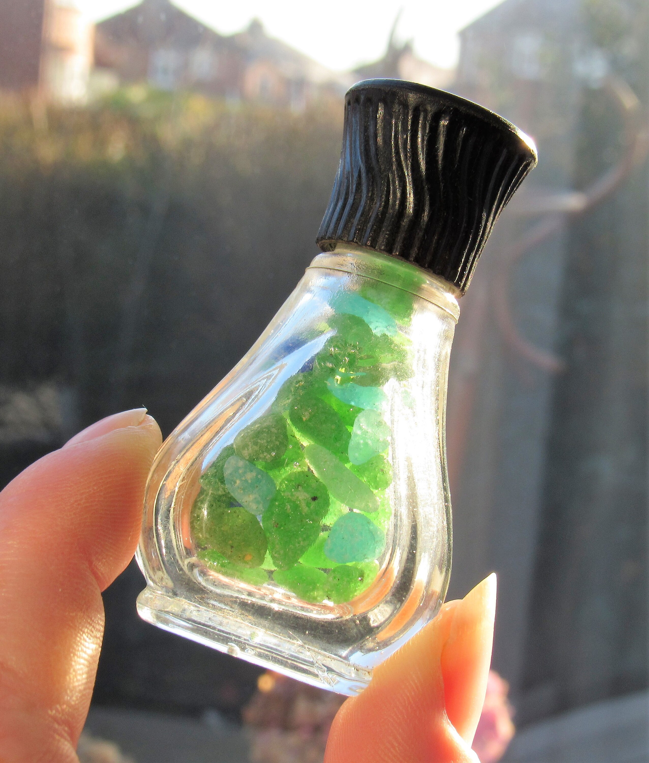 Bonfire Sea Glass in Vintage Bottle Blue and Green Bubbly - Etsy UK