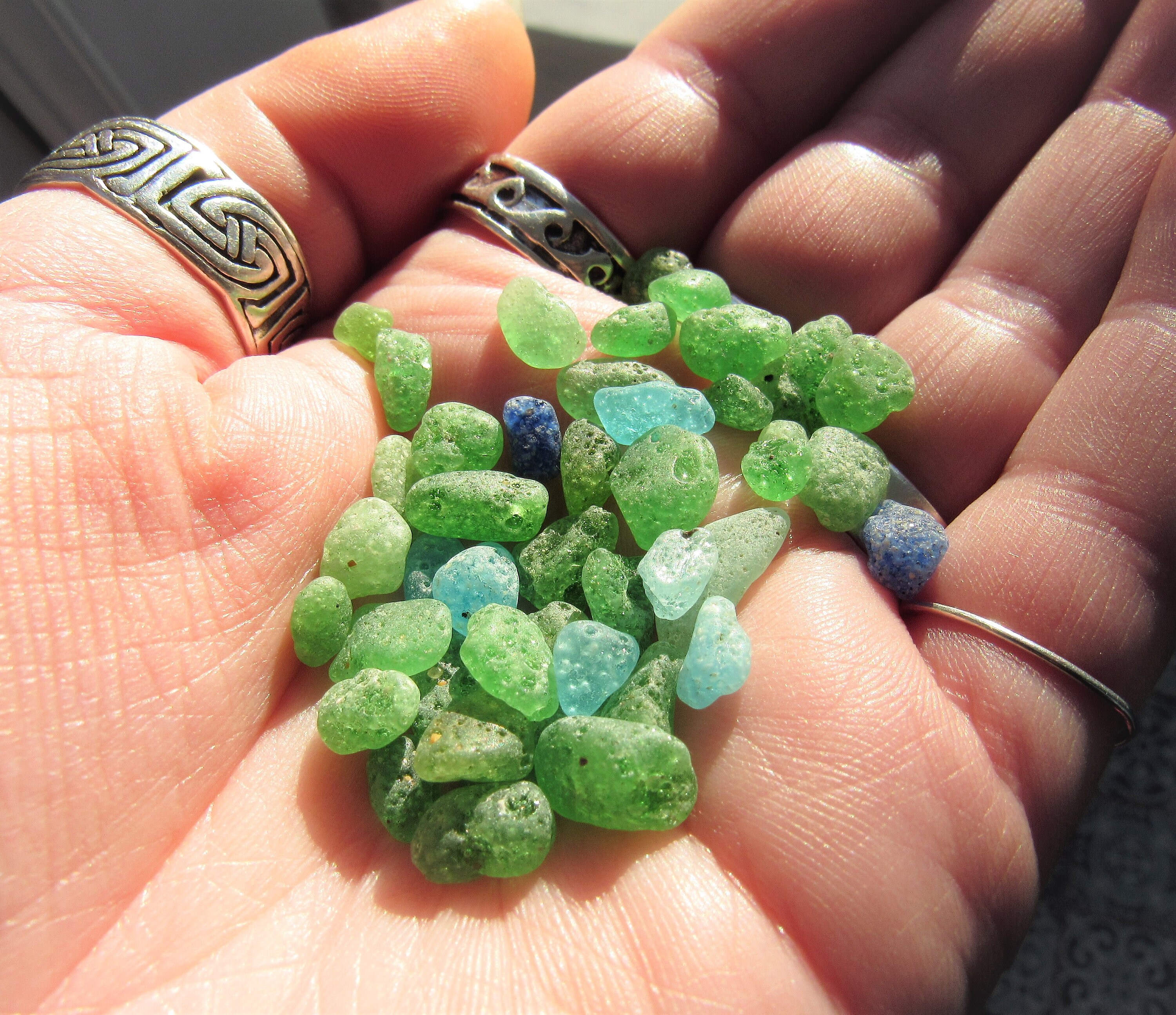 Bonfire Sea Glass in Vintage Bottle Blue and Green Bubbly - Etsy UK