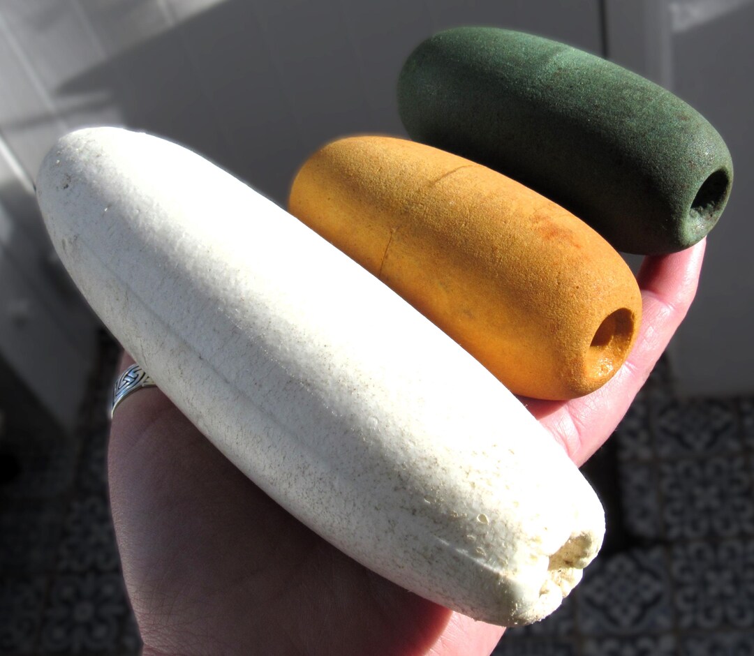 Set of 3 Fishing Floats / White, Green and Orange Plastic Fishing Net ...