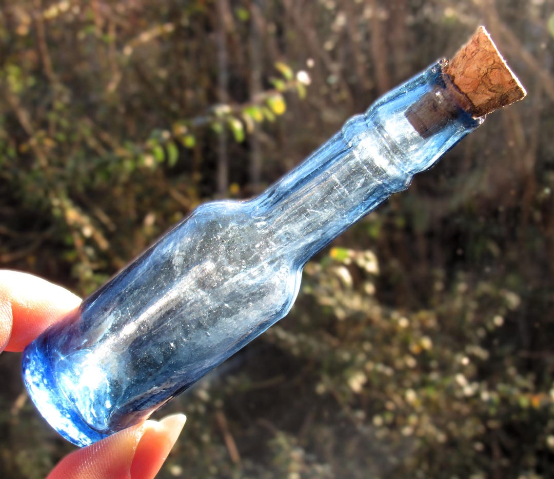 Vintage Cobalt Blue Glass Bottle / a Small Corked Antique Apothecary ...