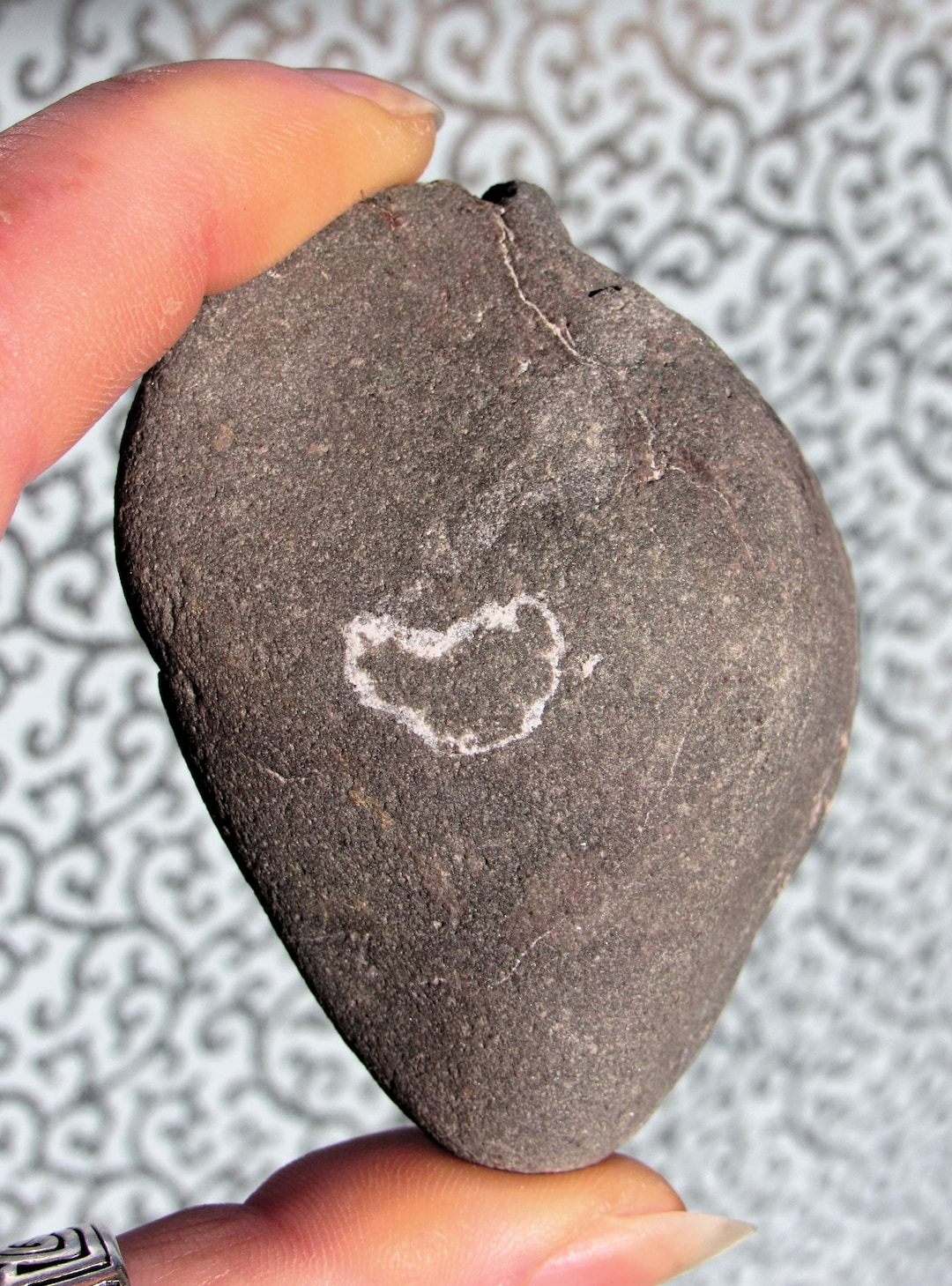 Love Heart Sea Pebble / This Unique Small Grey and White Beach Pebble ...
