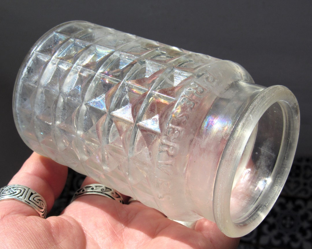 Vintage Cut Glass Jam Jar With Beautiful Diamond Pattern and 'wye ...