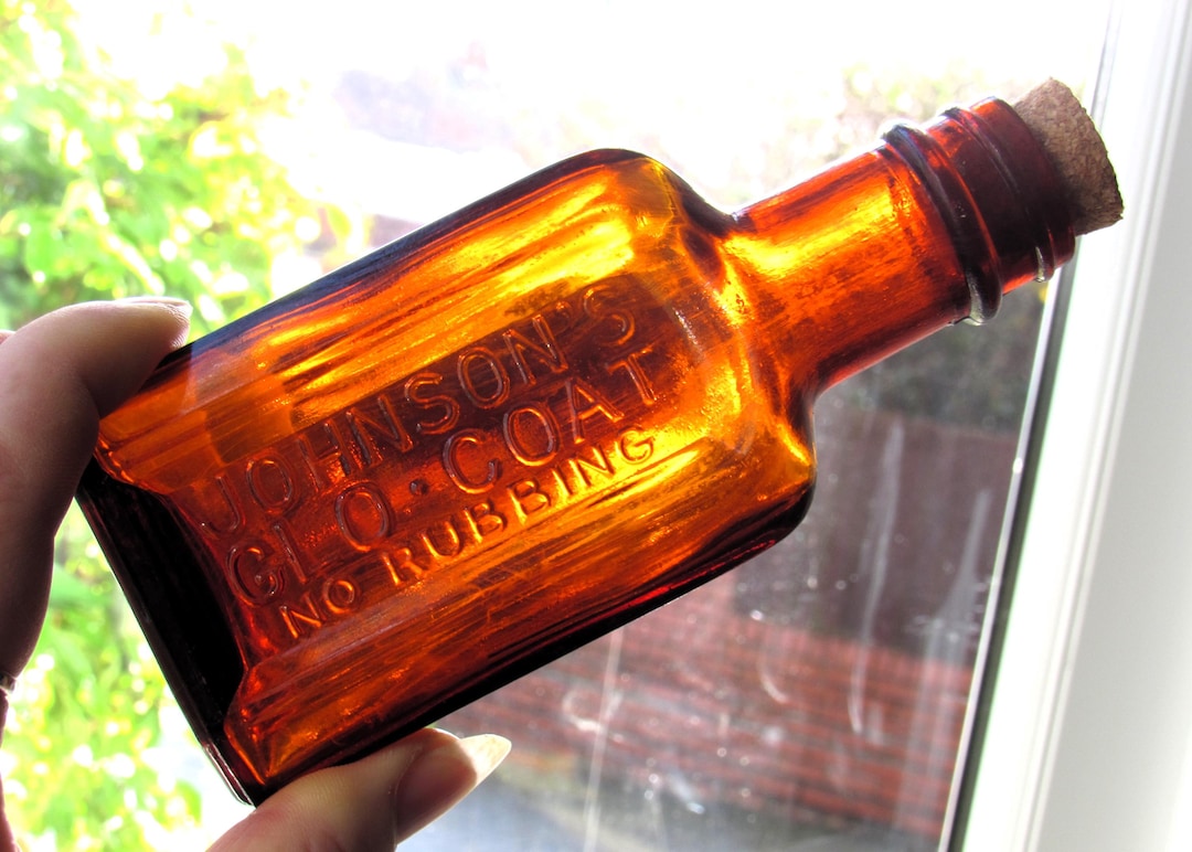 Rare Antique Johnson's Glo-coat No Rubbing Bottle! Amber Brown Glass ...