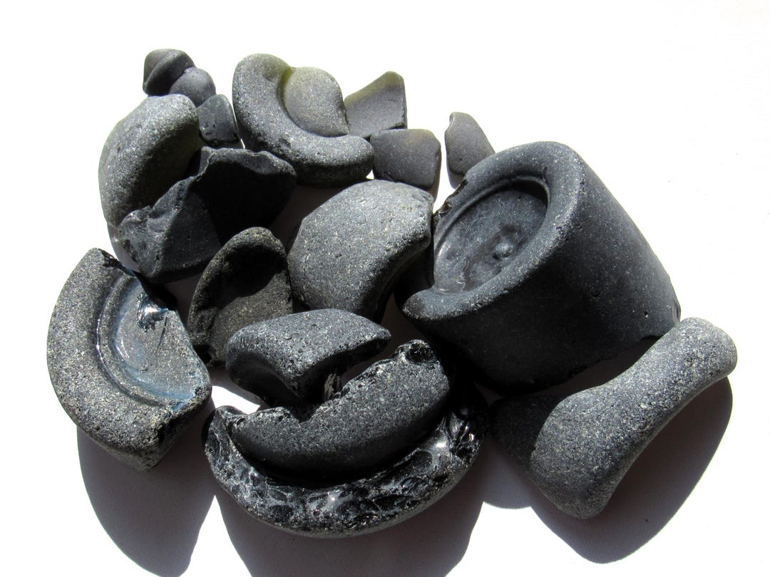 Black Sea Glass Pirate Glass Vintage Beach Glass Pieces From Antique ...