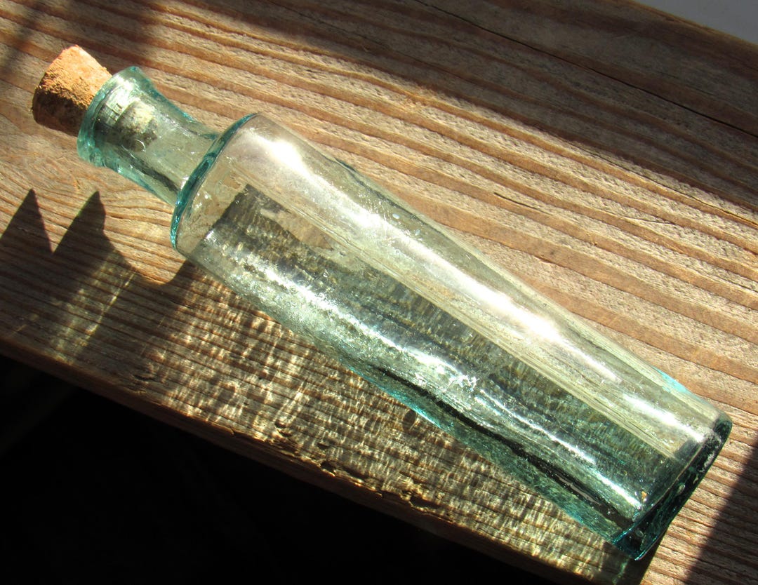 Vintage Corked Blue Glass Bottle / This Tube Shaped Antique Apothecary ...