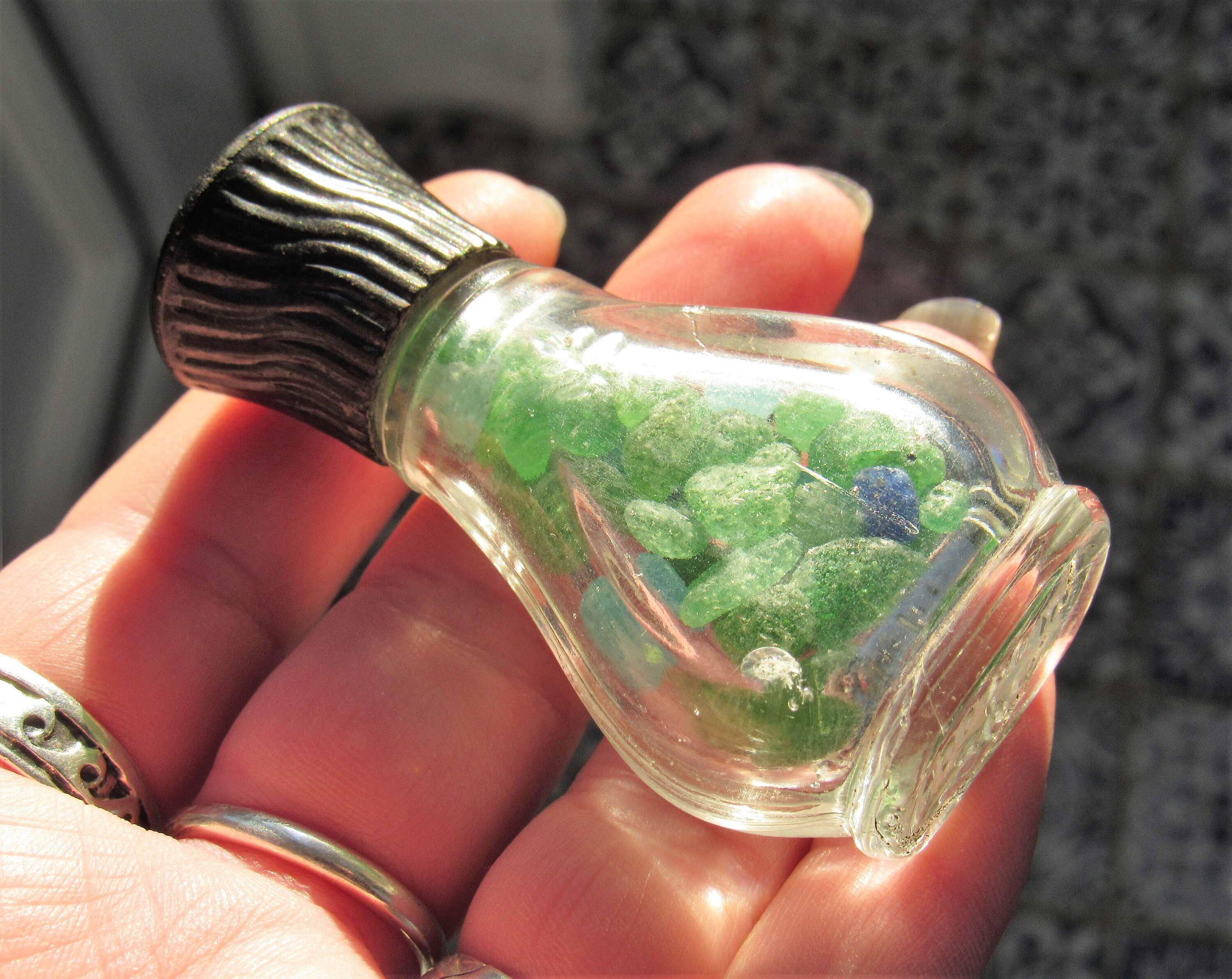 Bonfire Sea Glass in Vintage Bottle Blue and Green Bubbly - Etsy UK