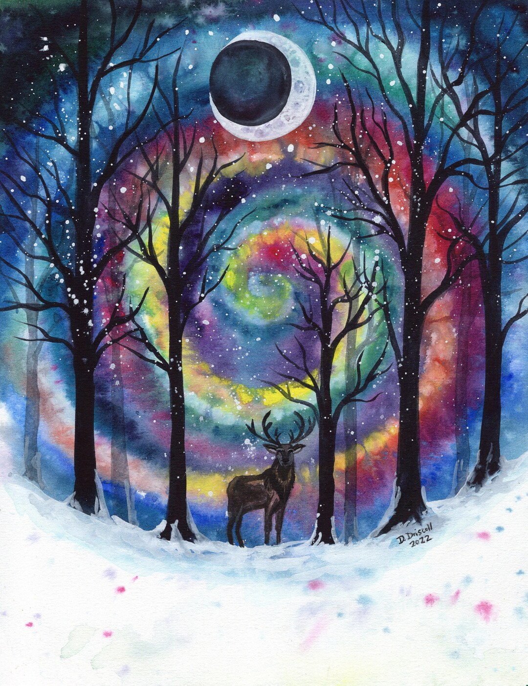 Stag Moon High Quality Art Print Matte - Etsy