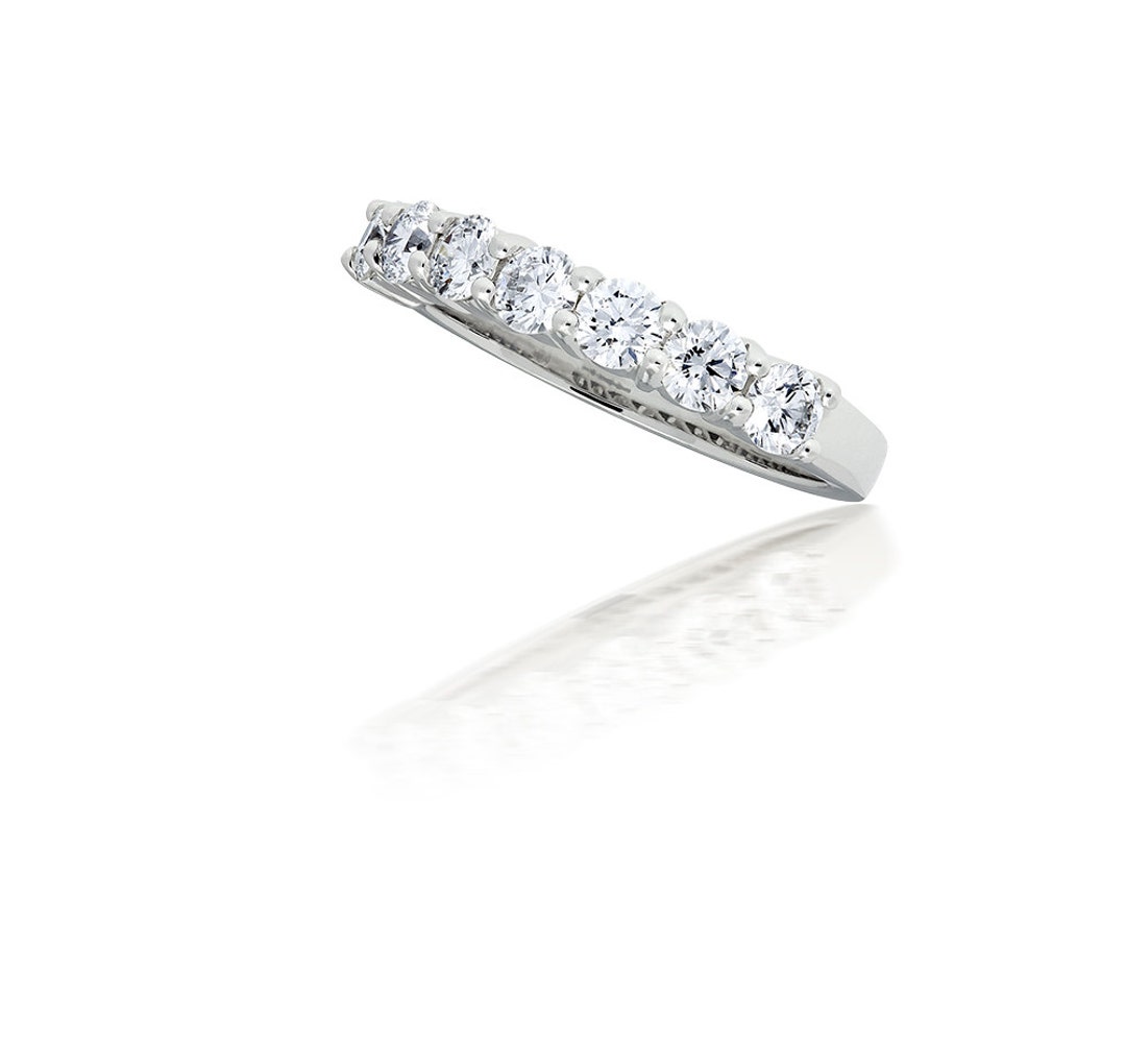 Seven Stone Diamond Ring in 14kt White Gold, 7 Stone Diamond Band, 7 ...