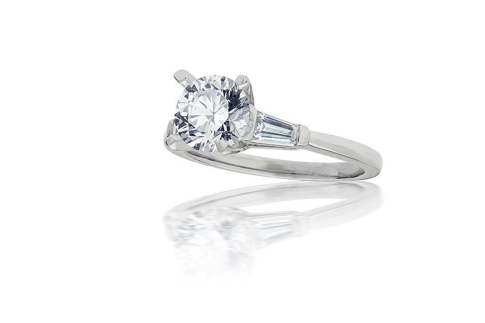 Tapered Baguette Three Stone Diamond Engagement Ring Setting in Platinum Semi mount Etsy Canada
