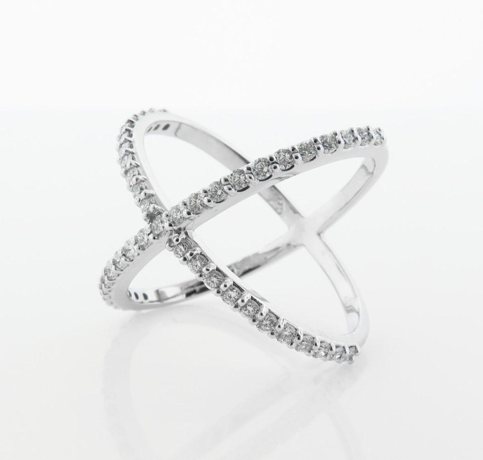 Criss Cross Diamond X Ring in 14kt White Gold 0.50ct Tw. - Etsy