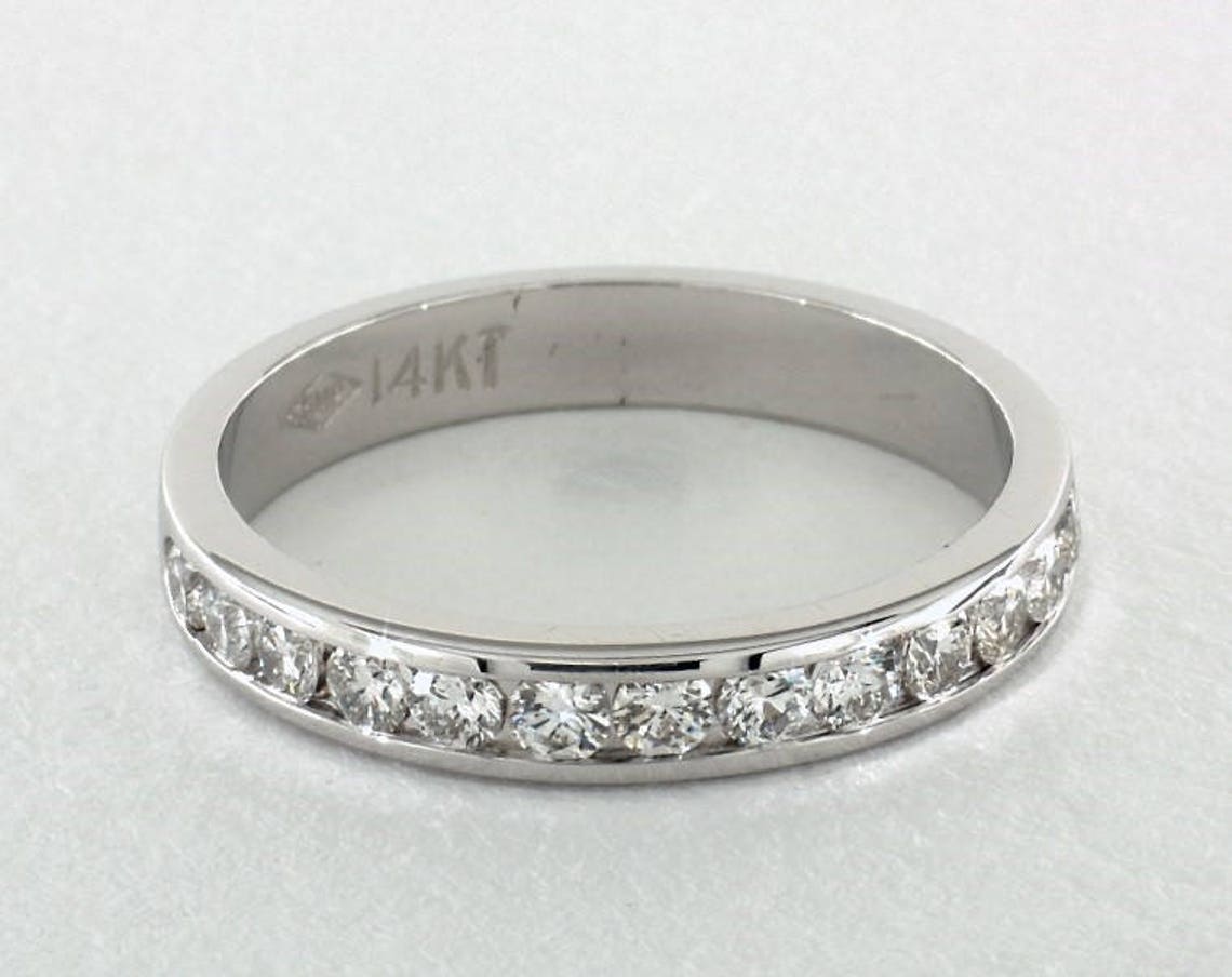 Channel Set Diamond Ring in 14k White Gold, Round Diamond Channel ...