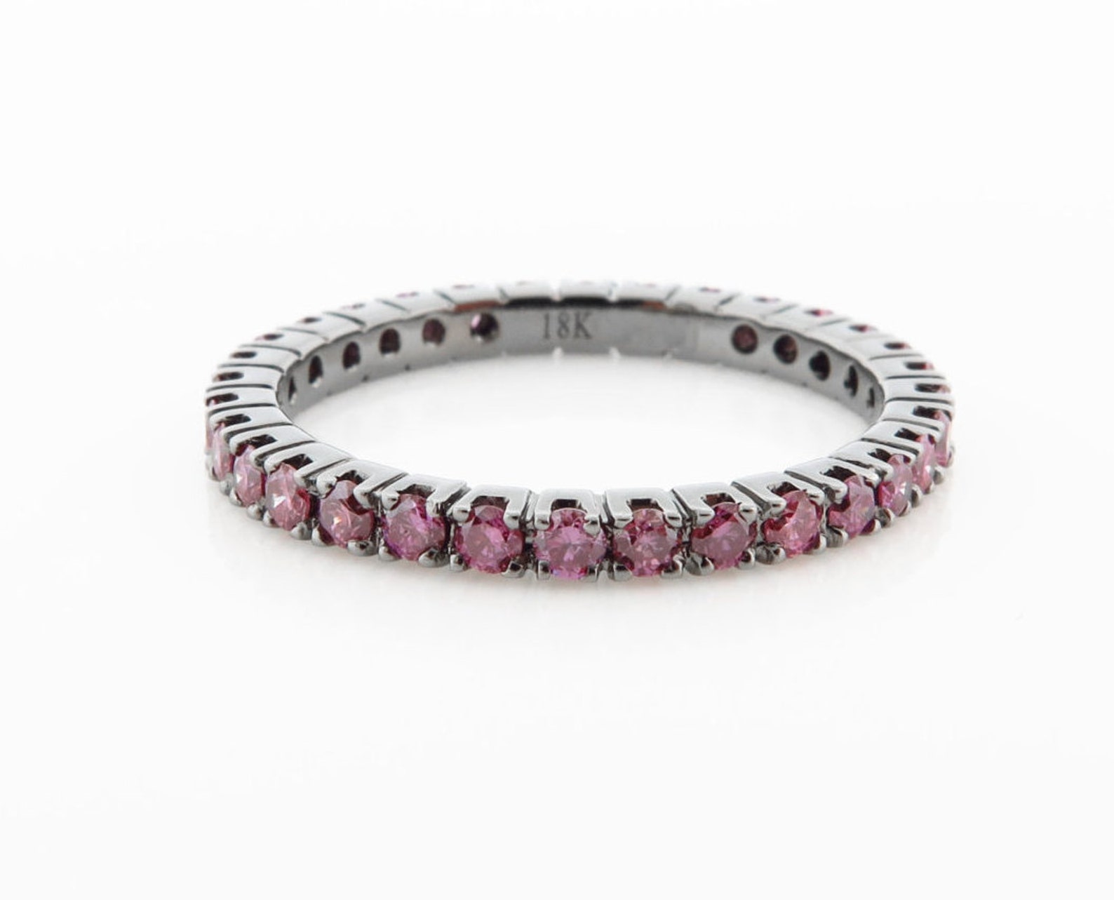 Pink Diamond Eternity Ring in 18kt White Gold W/ Black Rhodium - Etsy