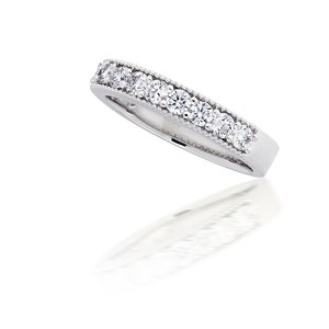 Milgrain Diamond Wedding Ring in 14kt White Gold, Diamond Ring, Diamond ...