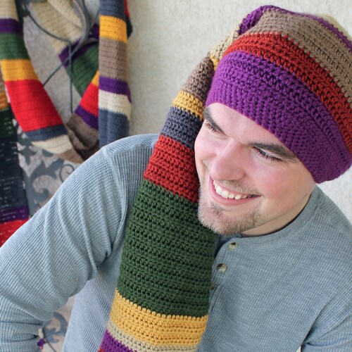 Extra Long Stocking Cap Red Adult Men Women Scarf Hat 5 Foot | Etsy