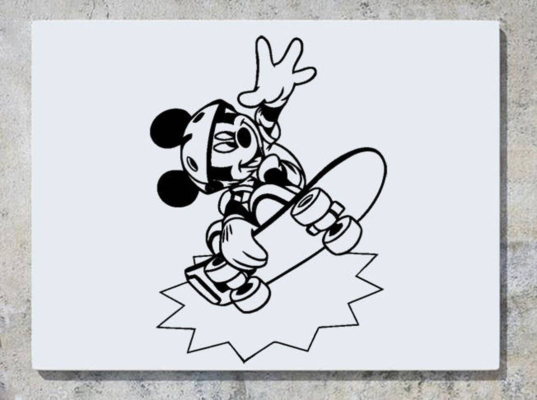 Mickey Mouse Skateboard Disney Bedroom Wall Art Sticker Picture Decal ...