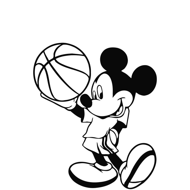 Mickey Mouse Basketball Disney Kids Children's Bedroom / Nursery Wall ...