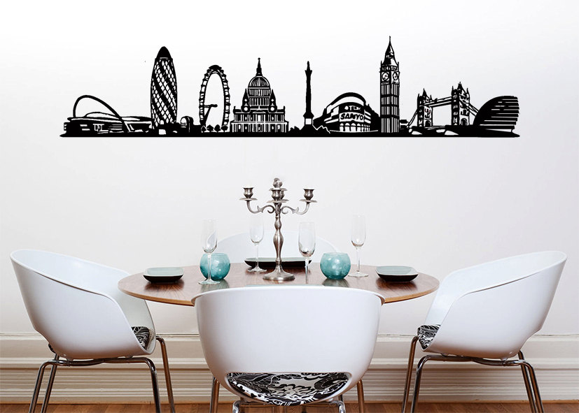 London Skyline 2 Bedroom Kitchen Dining Living Room Wall Art Sticker ...