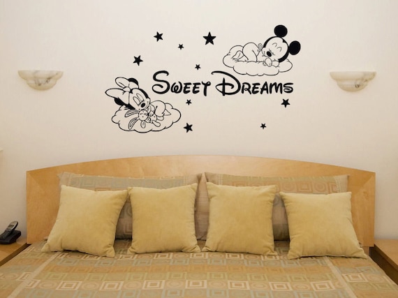 Mickey Mouse and Minnie Mouse Sweet Dreams Disney Kitchen Bedroom Wall Art Sticker Picture Decal Etsy UK