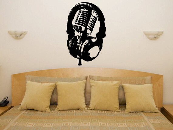 Head Phone Microphone Sing Mic Kitchen Bedroom Wall Art - Etsy