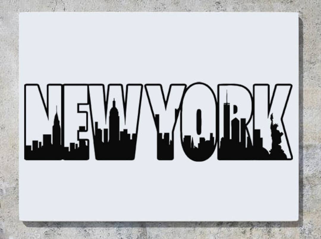 New York Word Logo Skyline Wall Art Sticker Picture Decal - Etsy