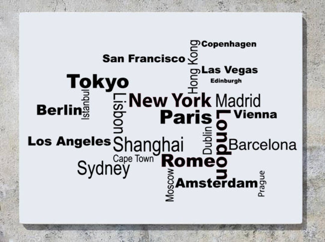 Country Capital Cities City Names Bedroom Wall Art Sticker Picture ...