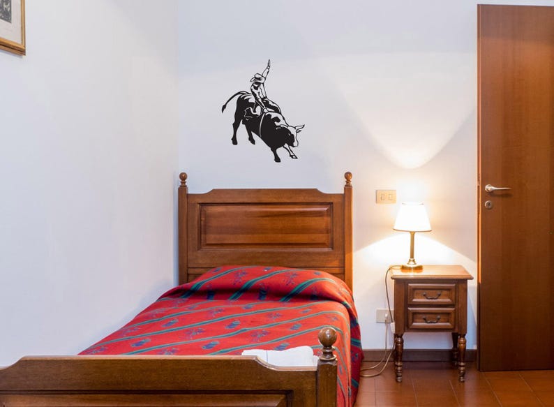 Bull Riding Rodes Bedroom Wall Art Sticker Picture Decal | Etsy