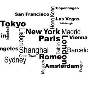 Country Capital Cities City Names Bedroom Wall Art Sticker Picture ...