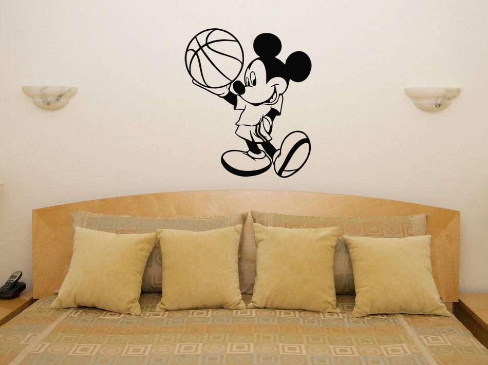 Mickey Mouse Basketball Disney Kids Children's Bedroom / Nursery Wall ...