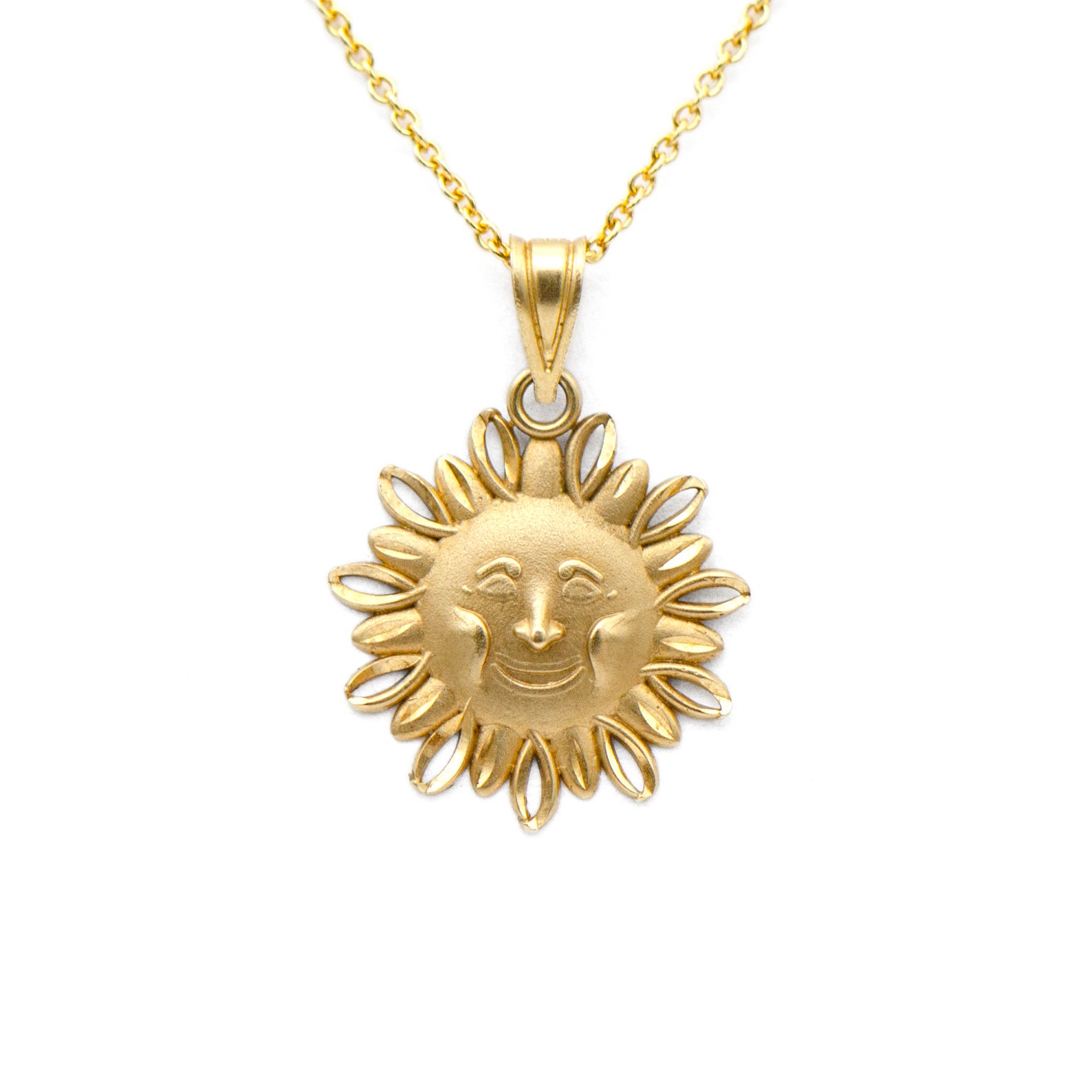 14k Yellow Gold Smiling Sun Charm - Etsy
