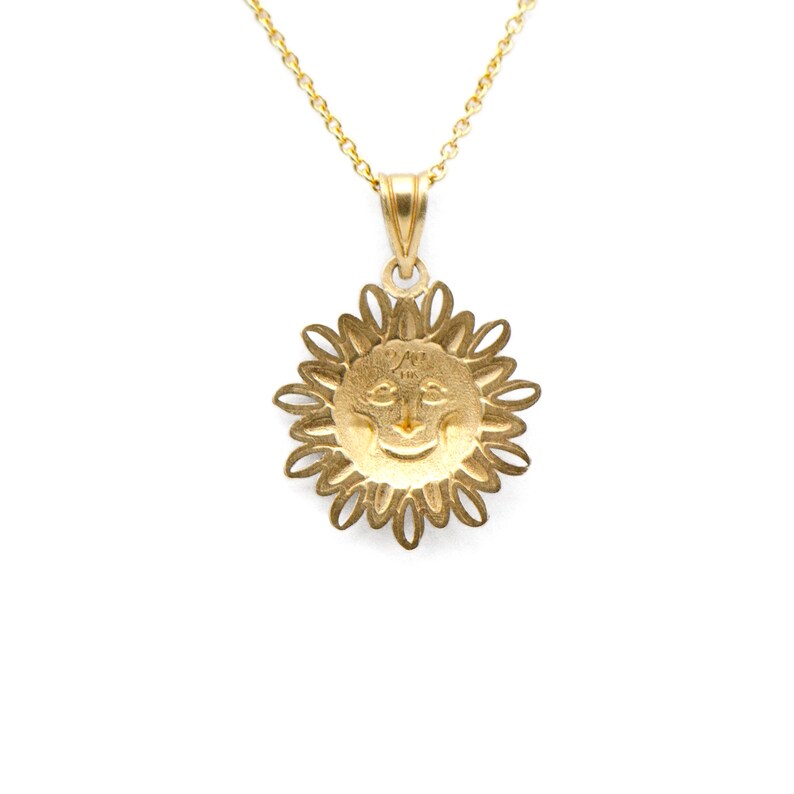 14k Yellow Gold Smiling Sun Charm - Etsy