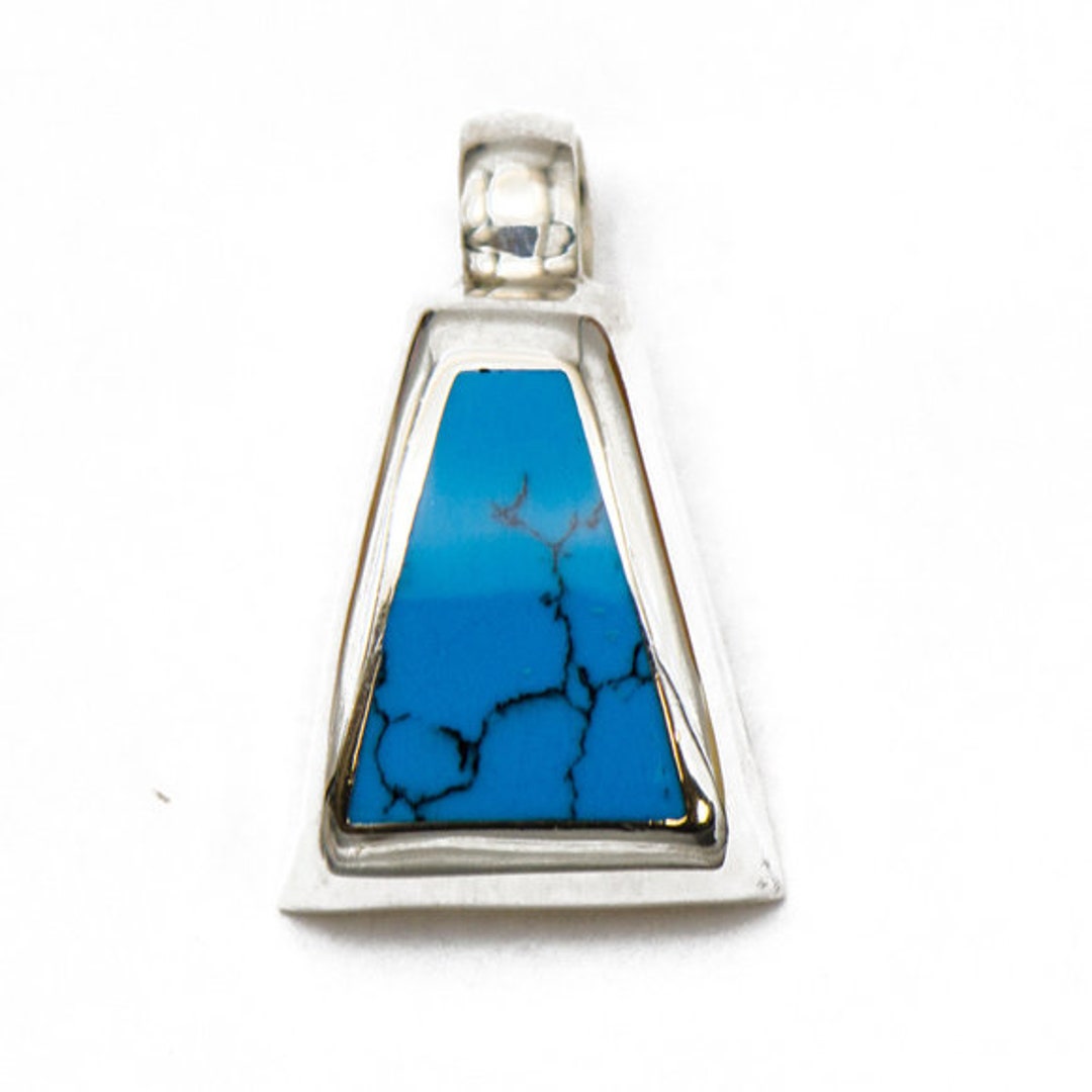 Vivid Blue Turquoise Trapezoid Pendant - Etsy