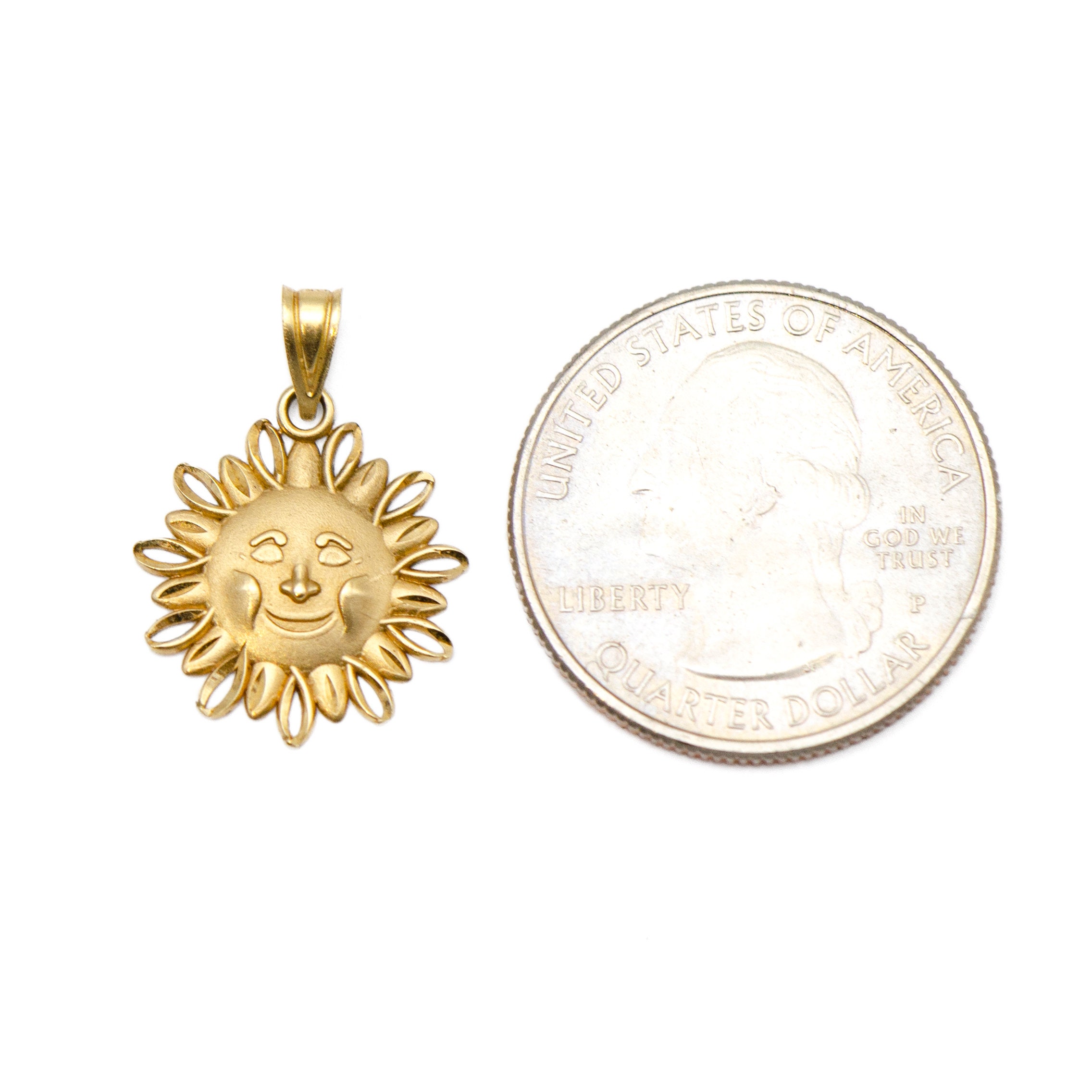 14k Yellow Gold Smiling Sun Charm - Etsy
