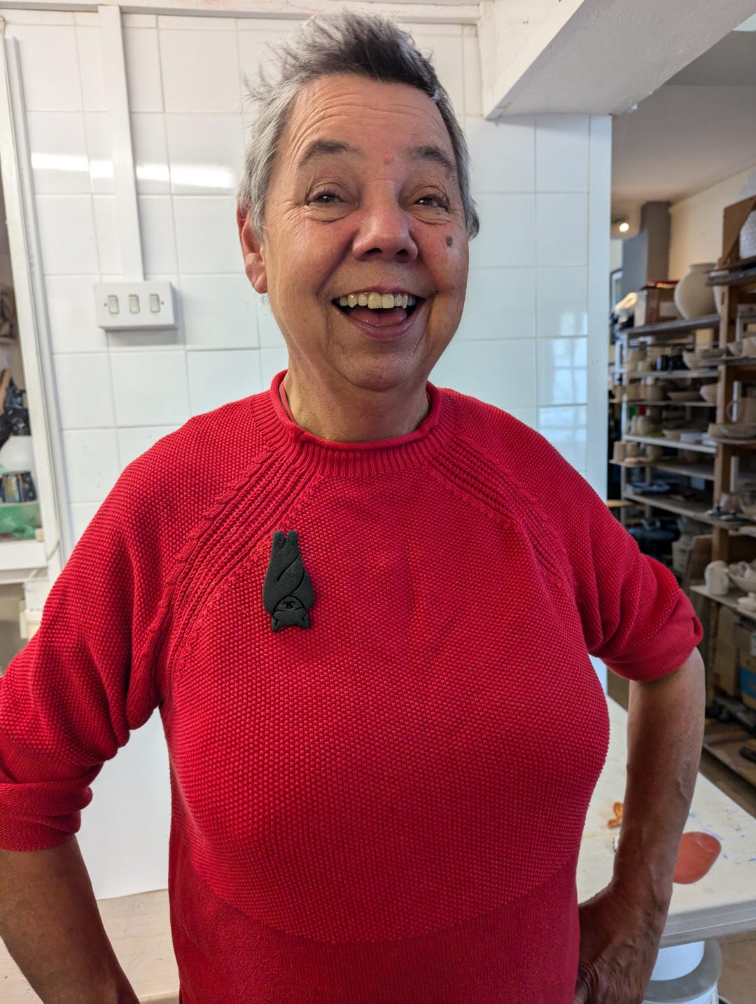 Sleeping Bat, Hibernating Bat Black Clay Brooch, Goth Jewellery, Bat ...