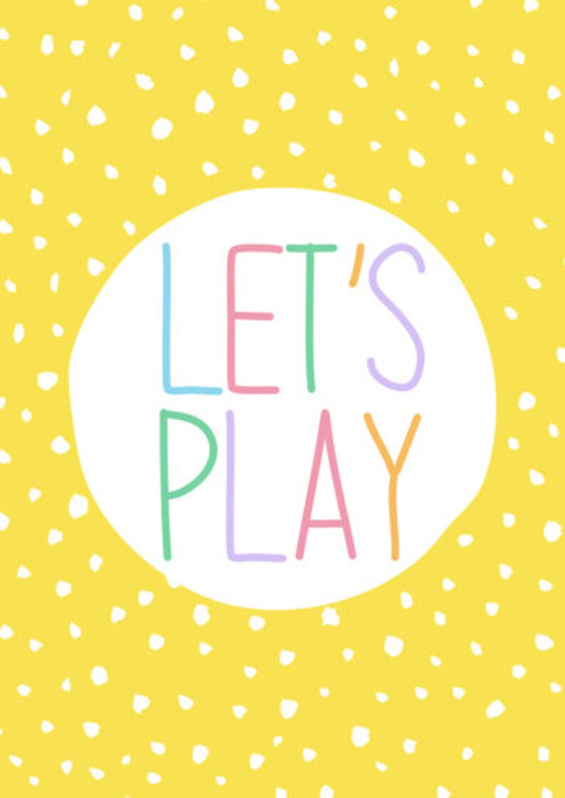 Let's Play - Kids Printable Art , Instant Download, Typrography, Wall ...